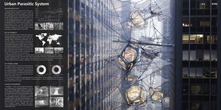 Urban Parasitic System: Hanging Programmatic Spaces Between Skyscrapers ...